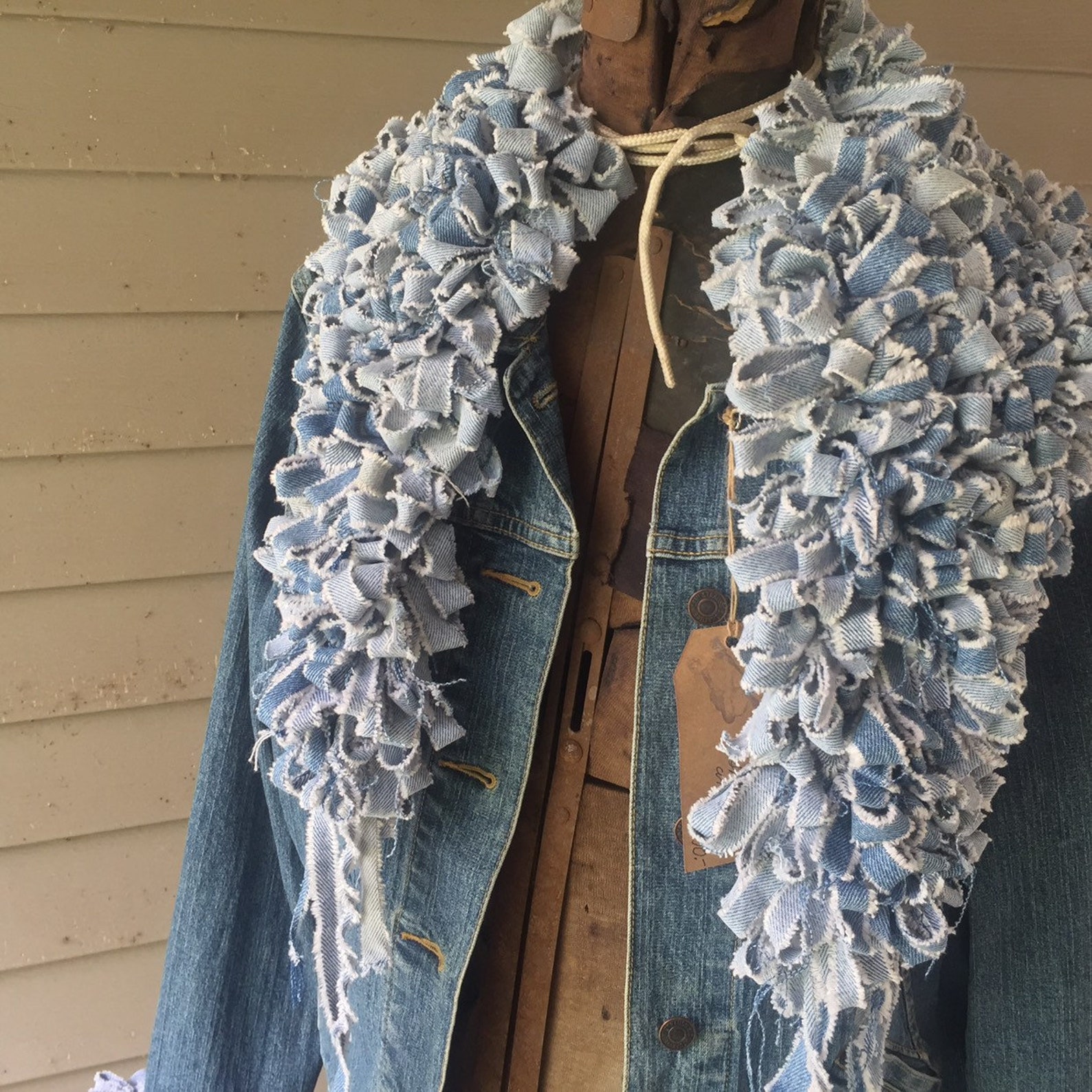Denim Jacket / Finge Shaw Collar / Vintage Levi / Fringe Cuffs - Etsy