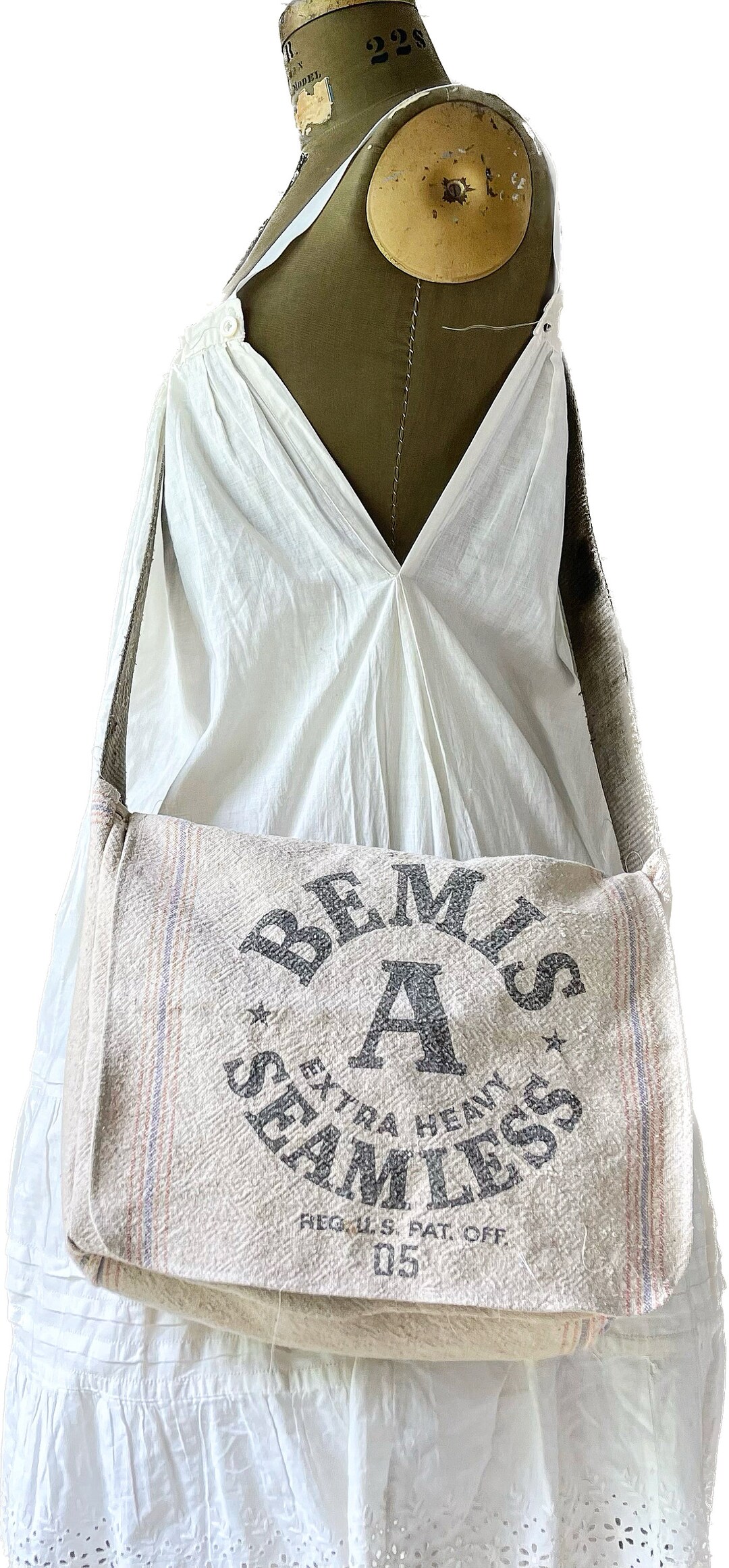 Grain Sack Courier Bag / Grain Sack / 15 X 14 / Charmingly Tattered - Etsy
