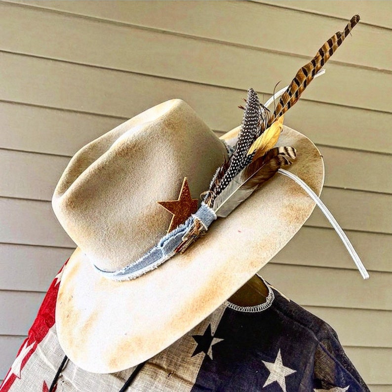 Cowboy Hat / Distressed Cowboy Hat / Wool / L - Etsy