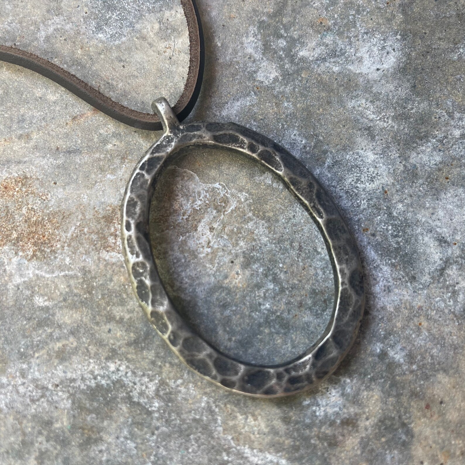 Hammered Bronze Oval Ring of Truth Talisman Pendant / 30 | Etsy
