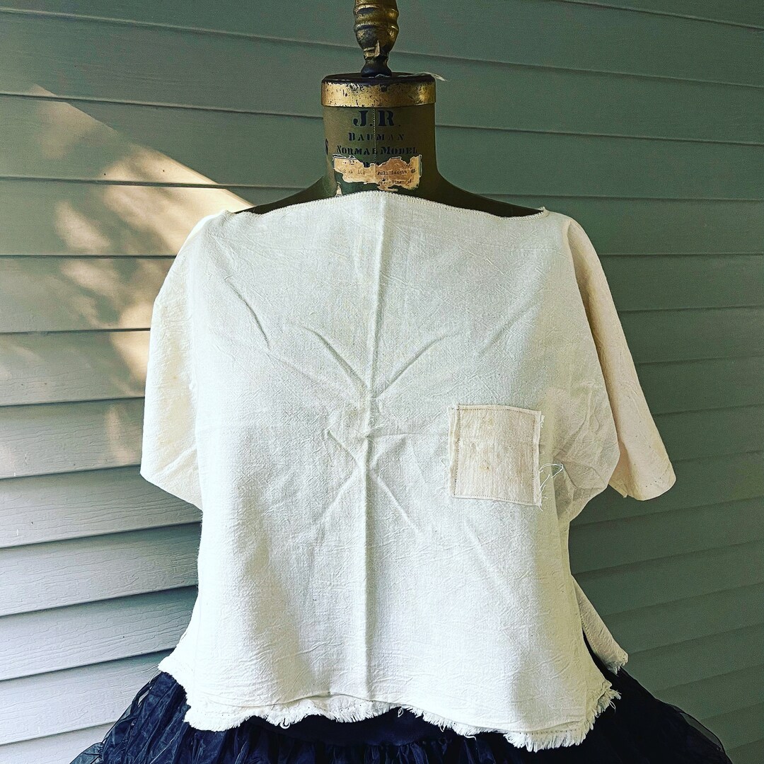 Feed Sack Crop Top / Raw Edges / Medium Weight / Farm Dress / 100% ...