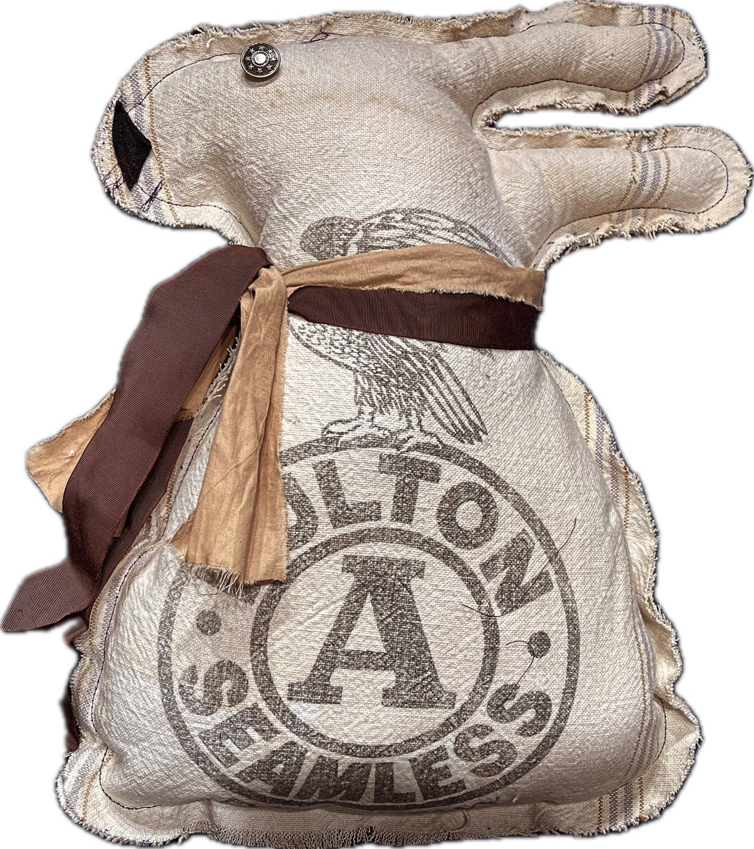 Bad Bunny Feed Sack Pillow / Vintage Textile Pillows / Vintage Textiles ...
