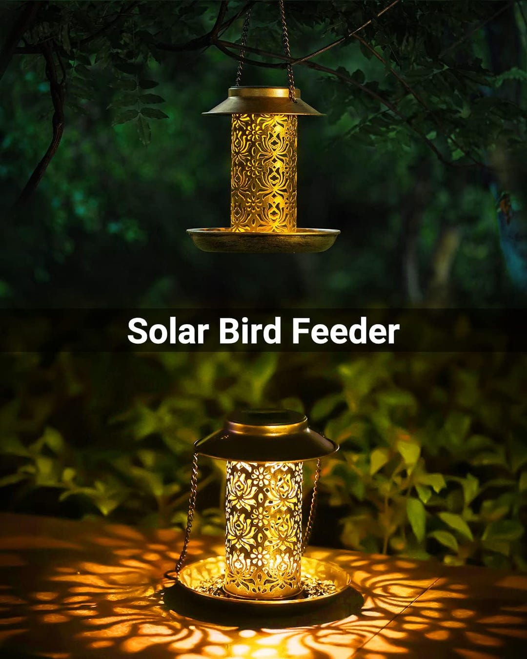 Bluebirds Solar Hanging Bird Feeder- Durable Metal Feeder for Cardinals ...