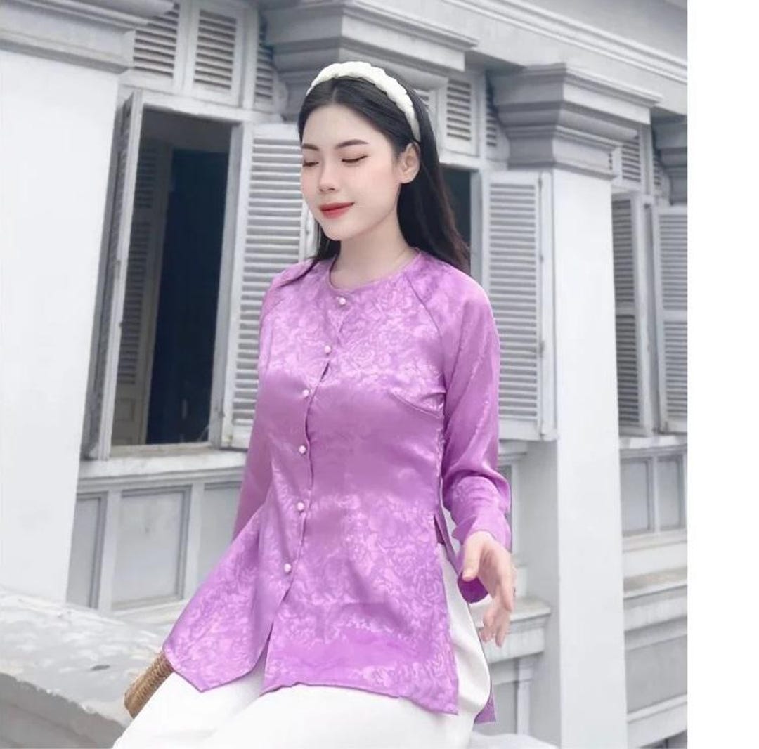 Pre-made Ao Ba Ba Viet Nam Traditional Women's Ba Ba Shirt Floral ...