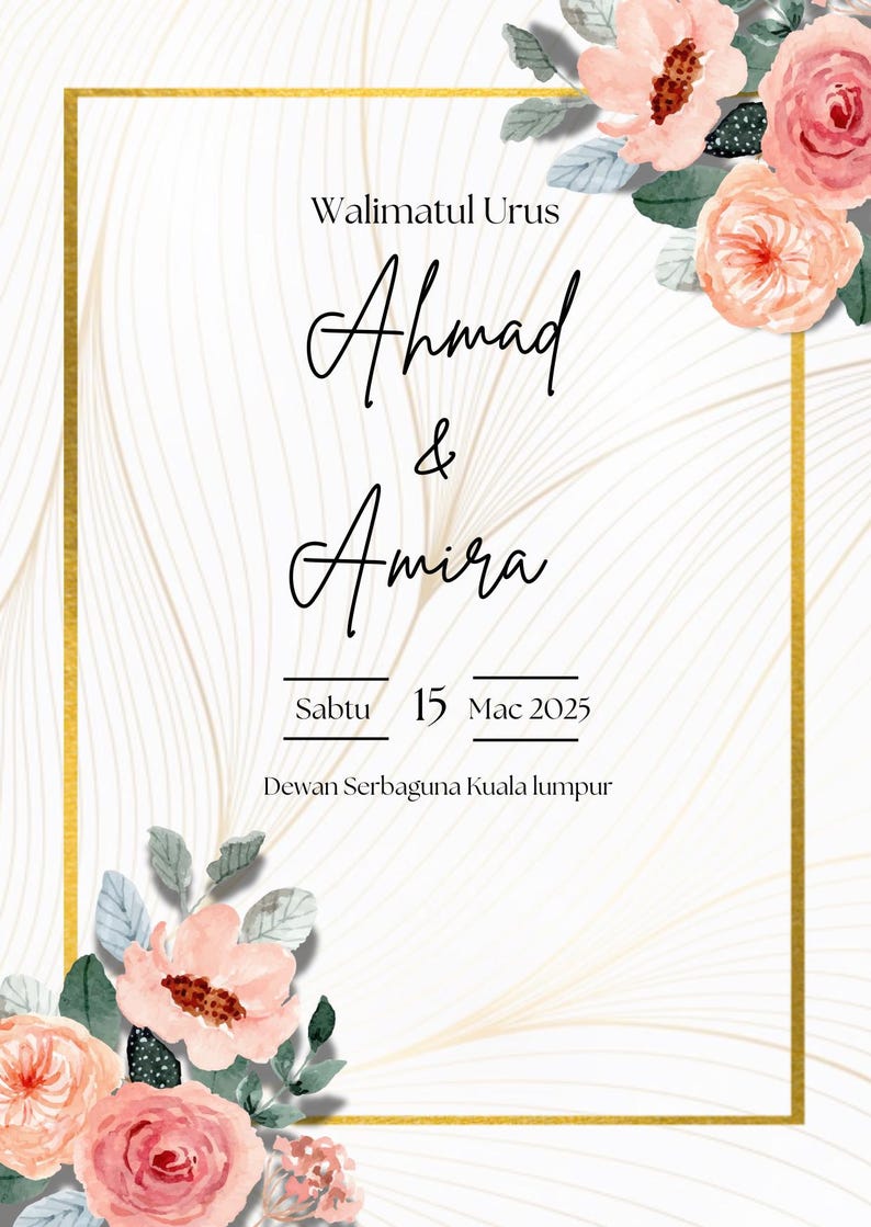 Template Kad Jemputan Kahwin - Etsy