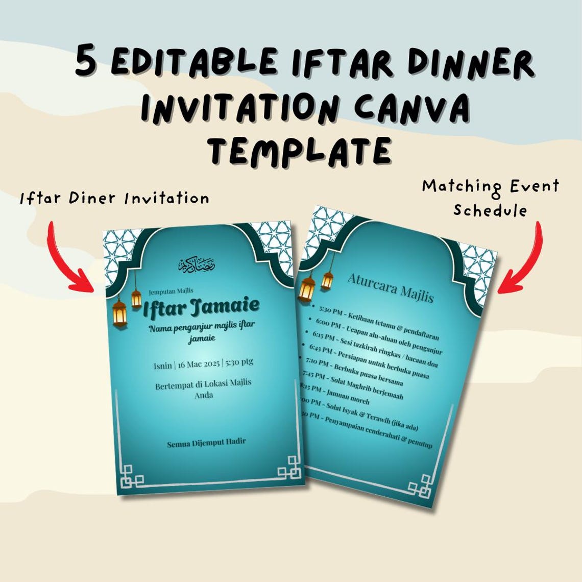 Editable Iftar Dinner Invitation | Kad Jemputan Iftar | Ramadan Party ...