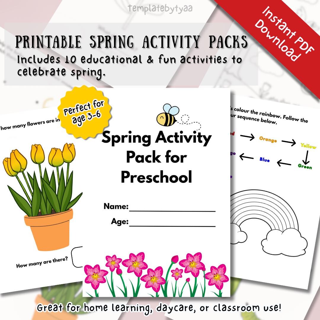 Printable Spring Activity Pack for Kids | Preschool Worksheets for ...