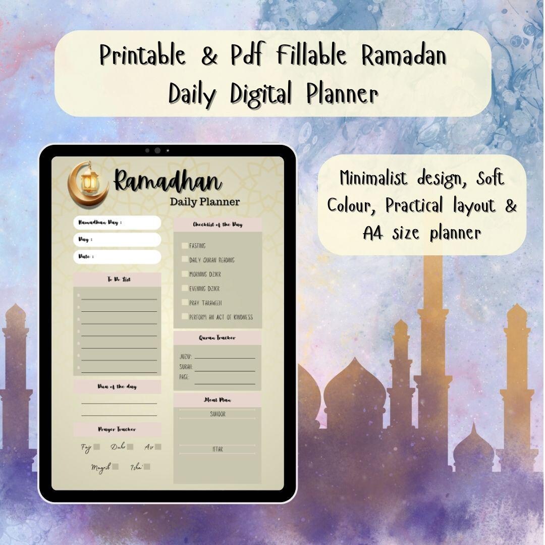 Ramadan Daily Planner | Printable & Pdf Fillable Planner - Etsy