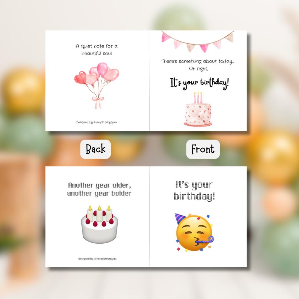 Printable Birthday Card Bundle | 10 Cute & Minimalist Designs | A6 and ...