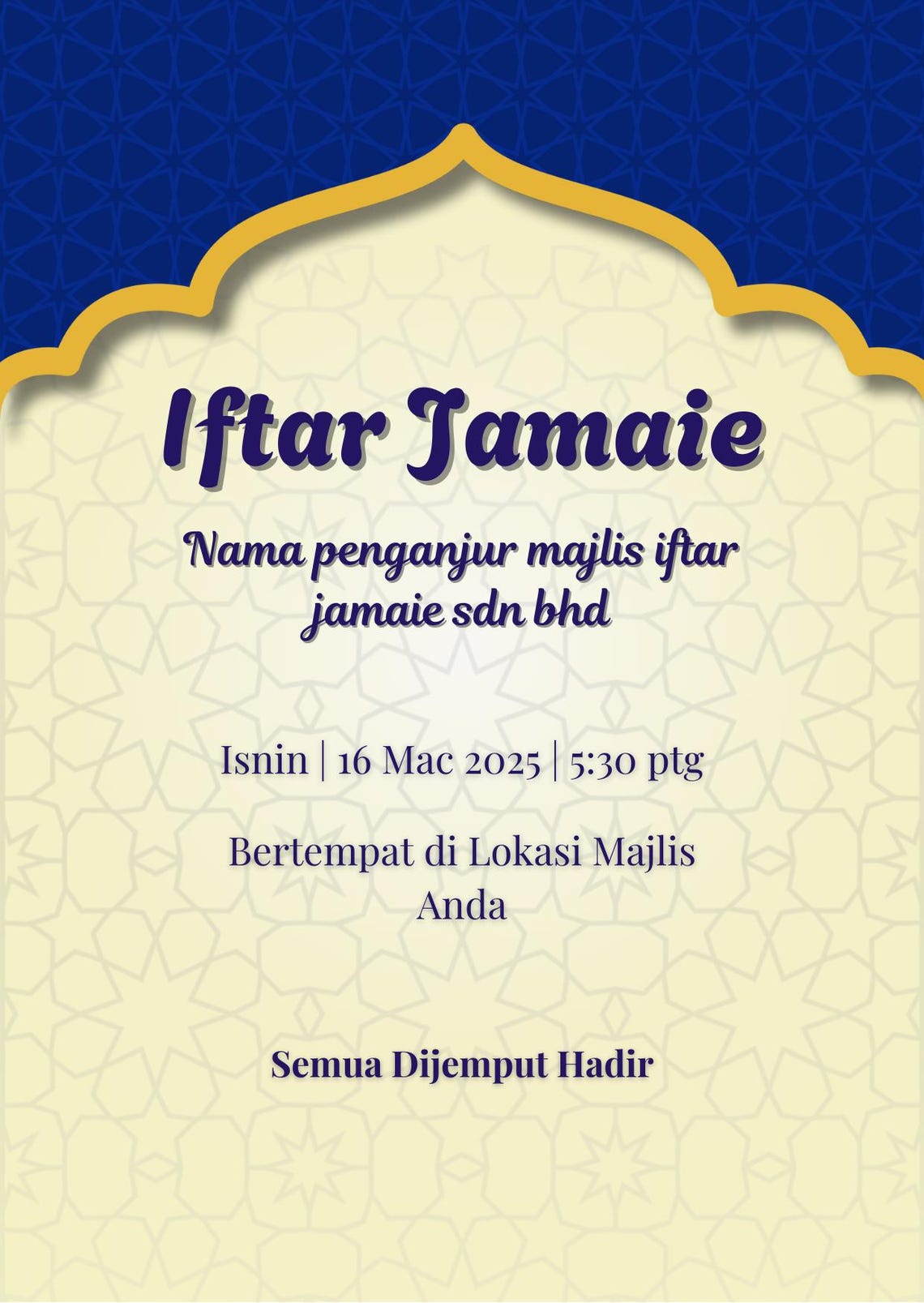 Editable Iftar Dinner Invitation | Kad Jemputan Iftar | Ramadan Party ...