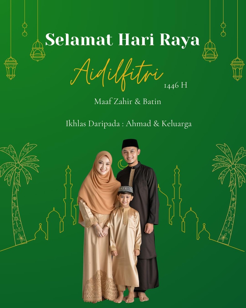 Customizable Hari Raya Cards | Canva Template for Digital and Printed ...