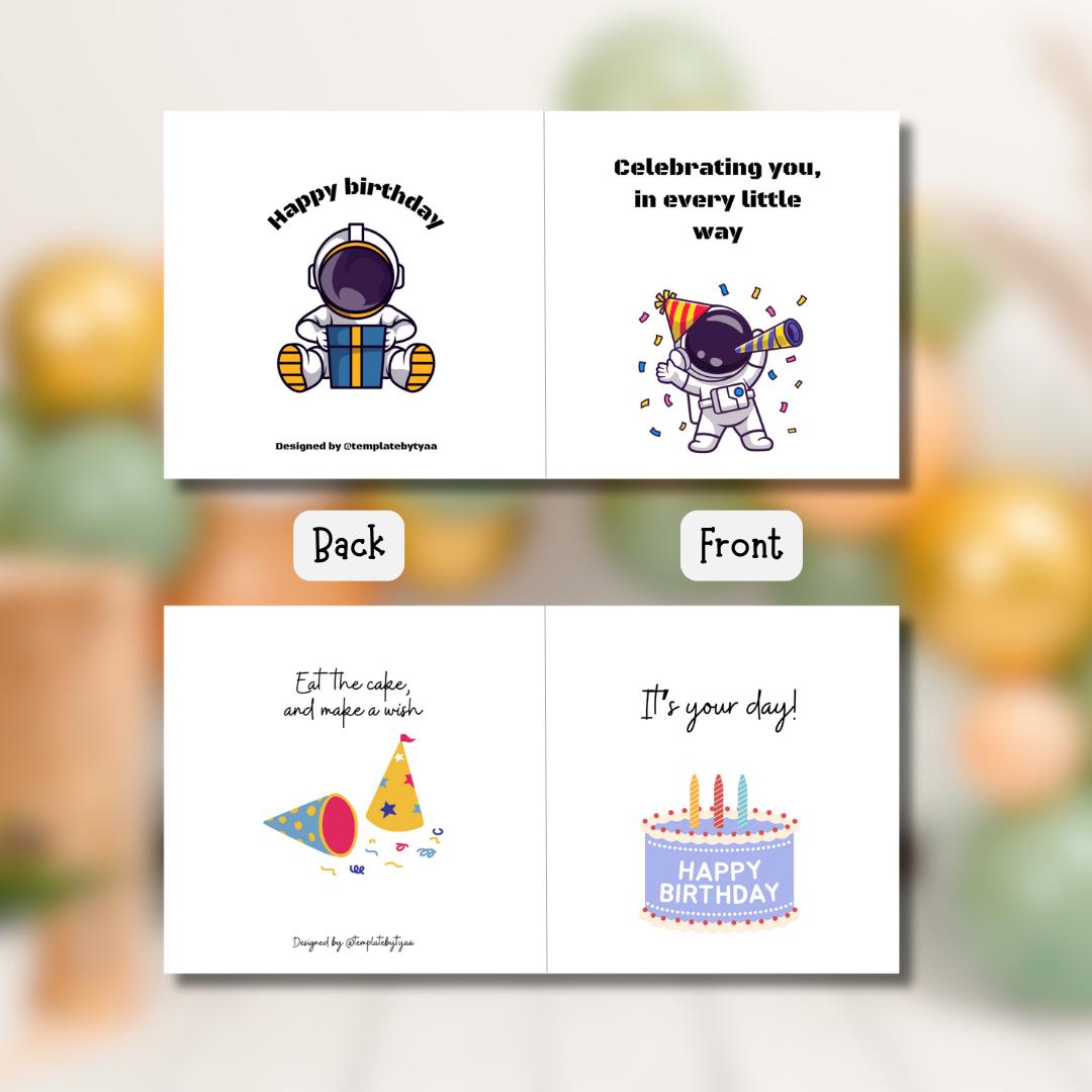 Printable Birthday Card Bundle | 10 Cute & Minimalist Designs | A6 and ...