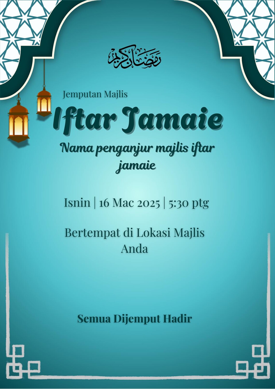 Editable Iftar Dinner Invitation | Kad Jemputan Iftar | Ramadan Party ...
