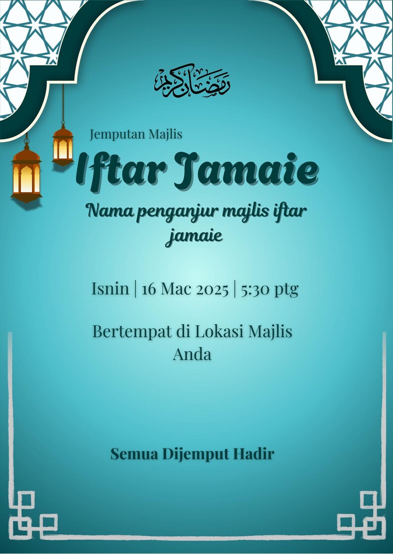 Editable Iftar Dinner Invitation | Kad Jemputan Iftar | Ramadan Party ...