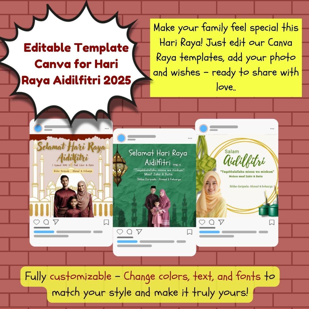 Template Canva Hari Raya Aidilfitri - Etsy