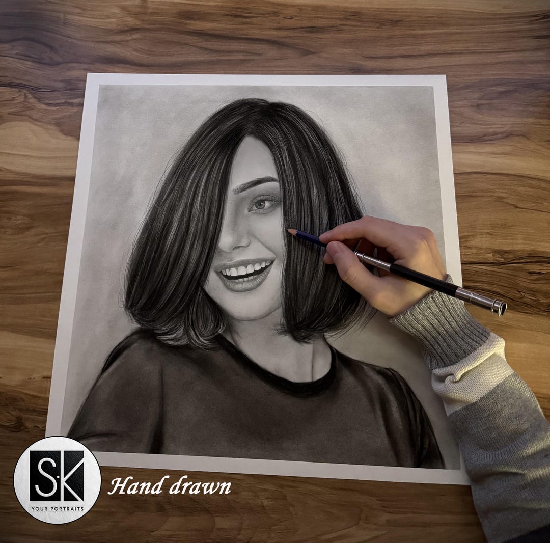 Custom Portrait Drawing From Photo, Handmade Personalized Portrait ...