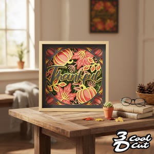 Autumn Thankful Shadow Box SVG, 3D Layered Thanksgiving Pumpkin ...
