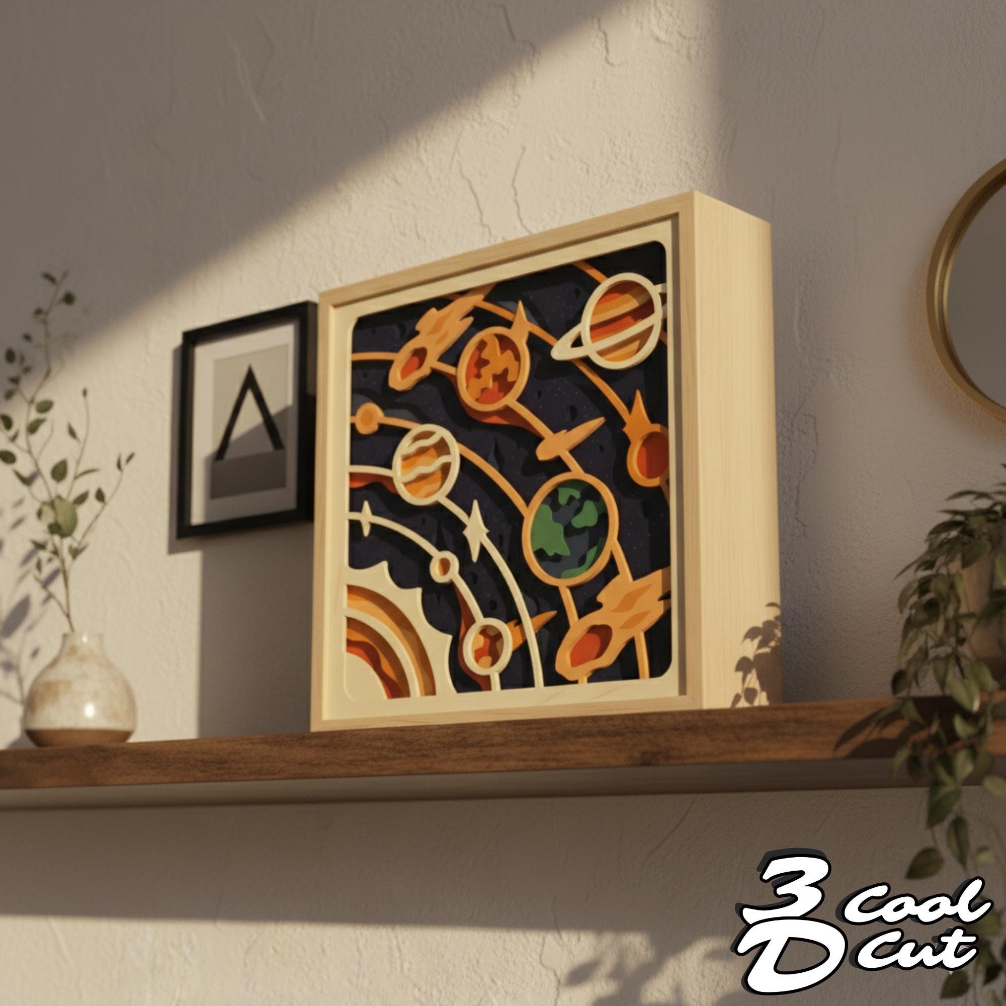 Solar System 3D Shadow Box SVG, Space Papercut Lightbox Template ...
