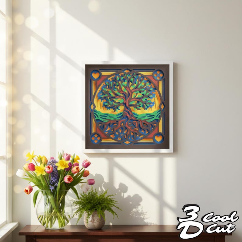 Tree of Life 3D Shadow Box SVG, Layered Mandala Papercut Design for ...