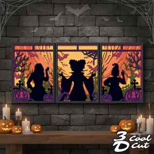 Scary Witch Shadow Box SVG, Spooky 3D Layered Light Box, Halloween 3D ...