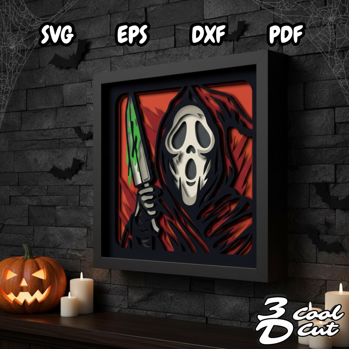 Horror Movie Shadow Box SVG, Ghost Mask Killer 3D Layered Papercut ...