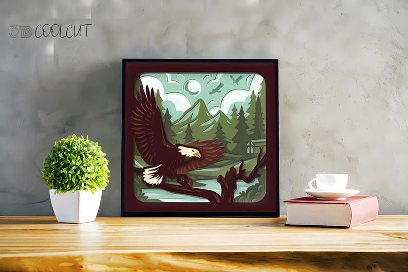 Bald Eagle 3D Shadow Box SVG, Layered Paper Cut, Cricut and Silhouette ...