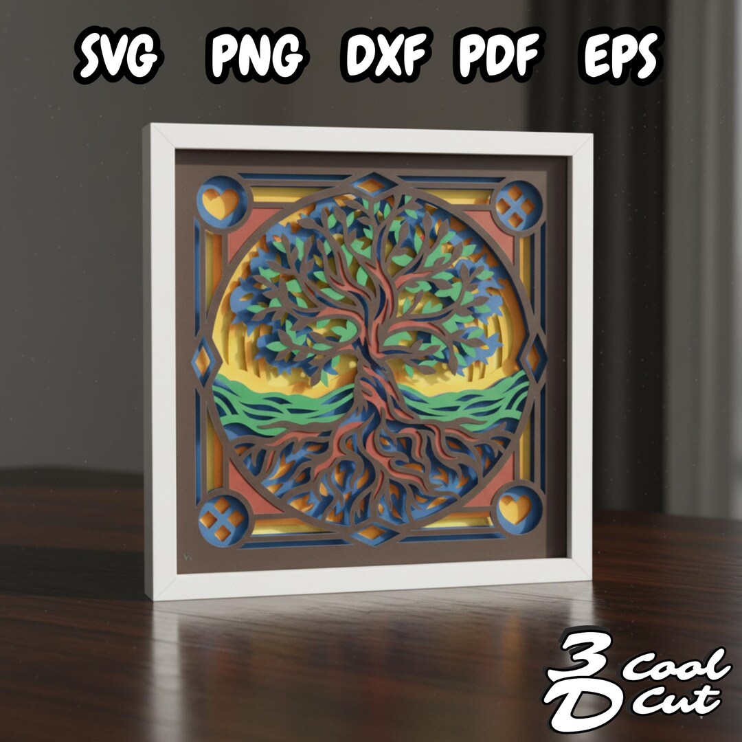 Tree of Life 3D Shadow Box SVG, Layered Mandala Papercut Design for ...