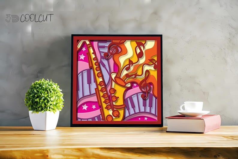 Saxophone 3D Shadow Box Paper Cut SVG, Jazz Music Decor, Musical ...