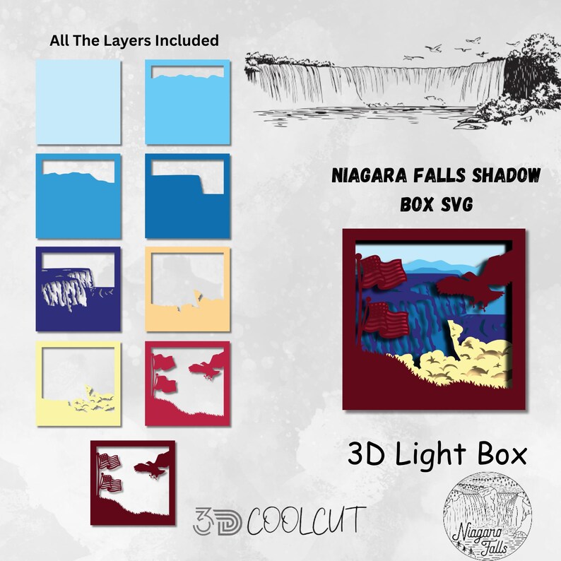 Niagara Falls Shadow Box SVG: 3D Layered Paper Cut Template - Etsy