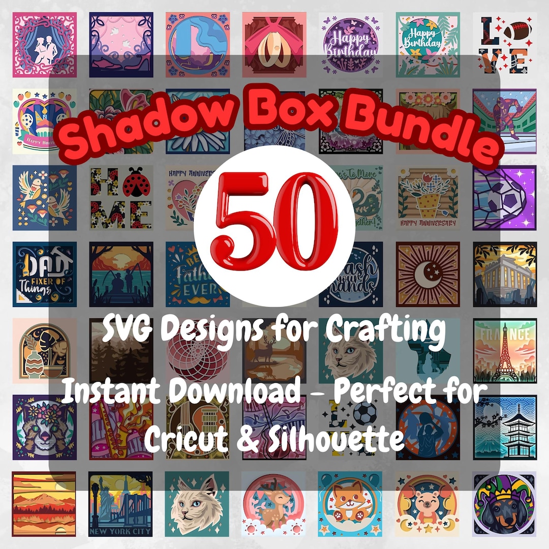 3D Shadow Box SVG Bundle, 50 3D Papercut Svg, DIY Light Box Paper Craft ...