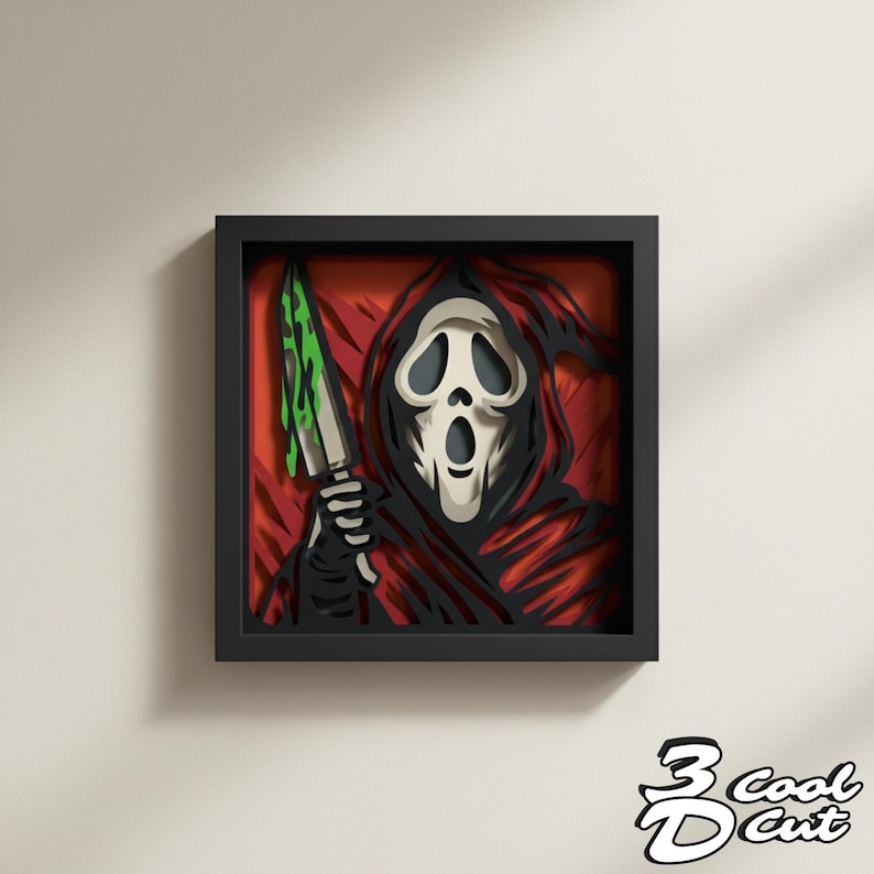 Scary Halloween Shadow Box SVG, Ghost Mask Killer 3D Layered Papercut ...