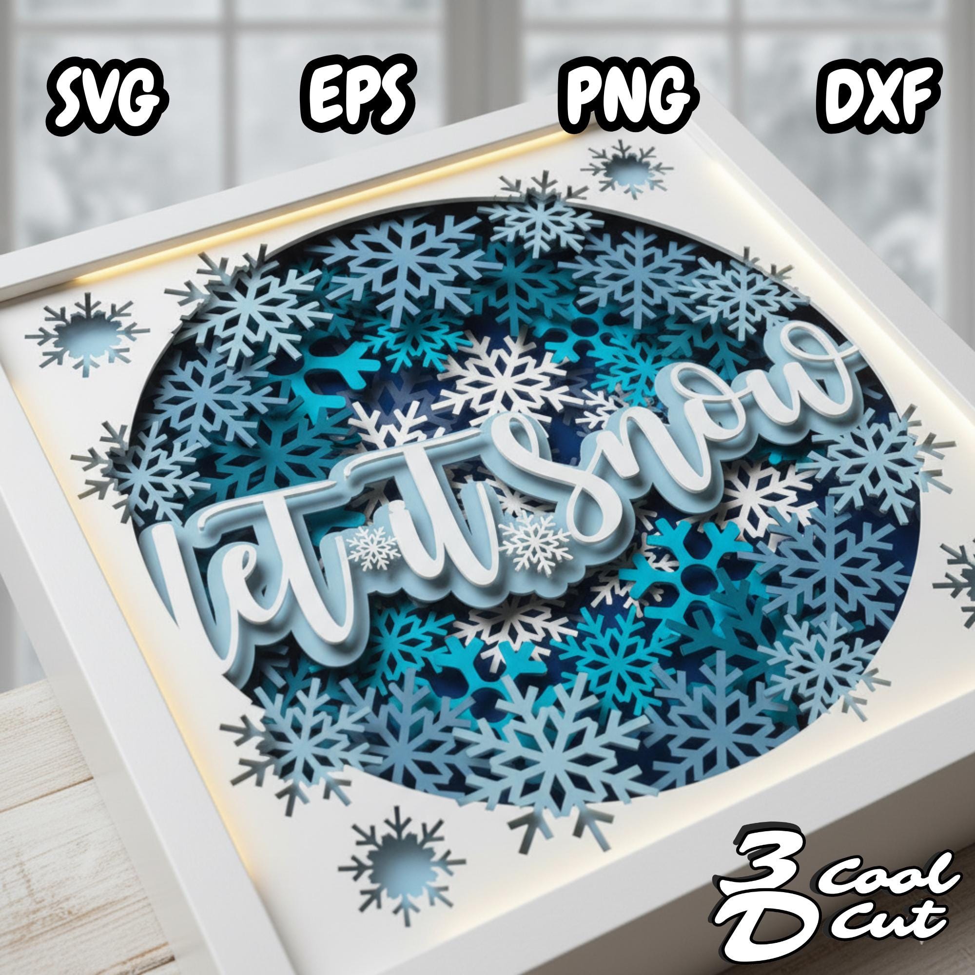 Winter 3D Shadow Box SVG, Let It Snow Papercut Light Box, Layered ...