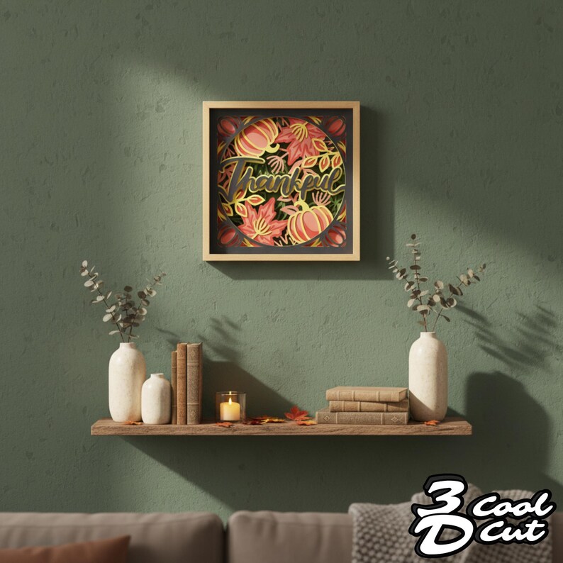 Autumn Thankful Shadow Box SVG, 3D Layered Thanksgiving Pumpkin ...