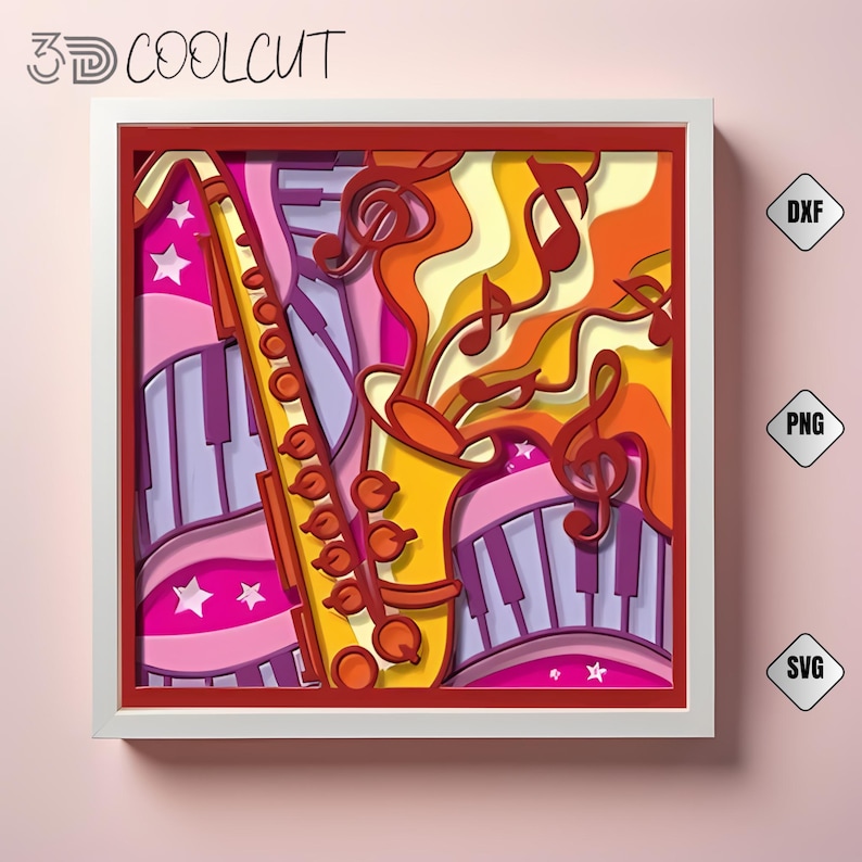 Saxophone 3D Shadow Box Paper Cut SVG, Jazz Music Decor, Musical ...