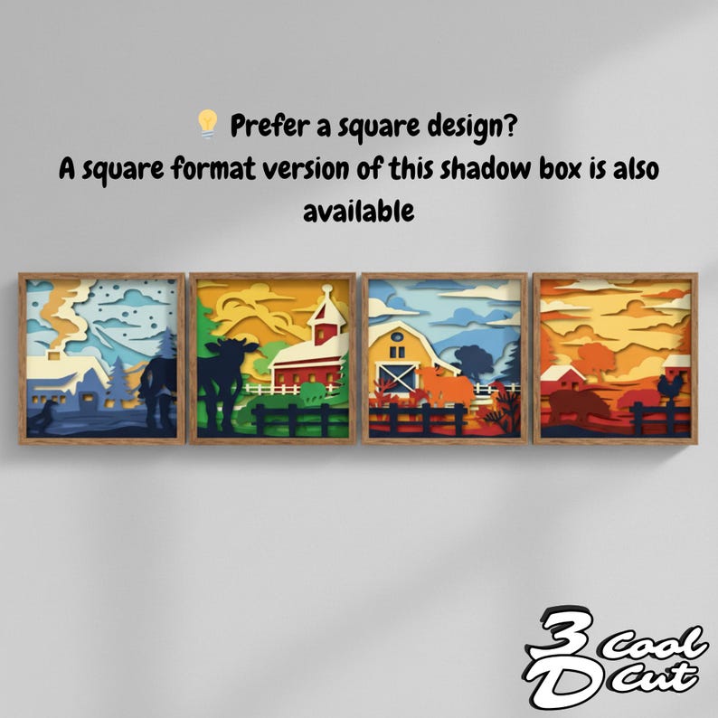 Four Seasons Farm Shadow Box SVG, 3D Layered Papercut Countryside Decor ...