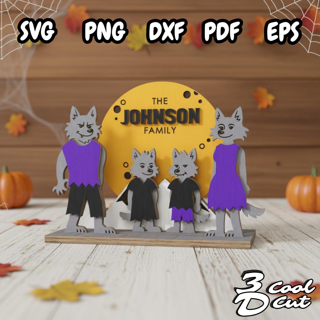 Werewolf Family Sign Laser Cut , Custom Wolf Family Portrait, Gothic ...