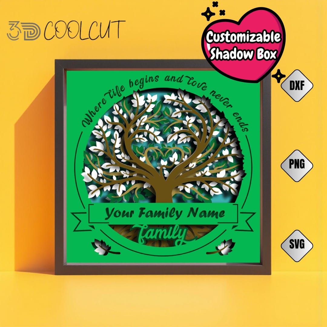 Personalized Family Tree Shadow Box SVG: Custom Name Paper Cut - Etsy