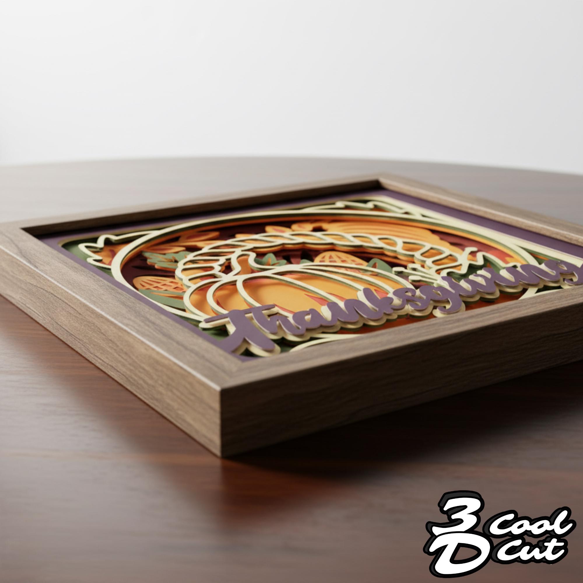 Thanksgiving Cornucopia Shadow Box SVG, 3D Layered Autumn Papercut ...