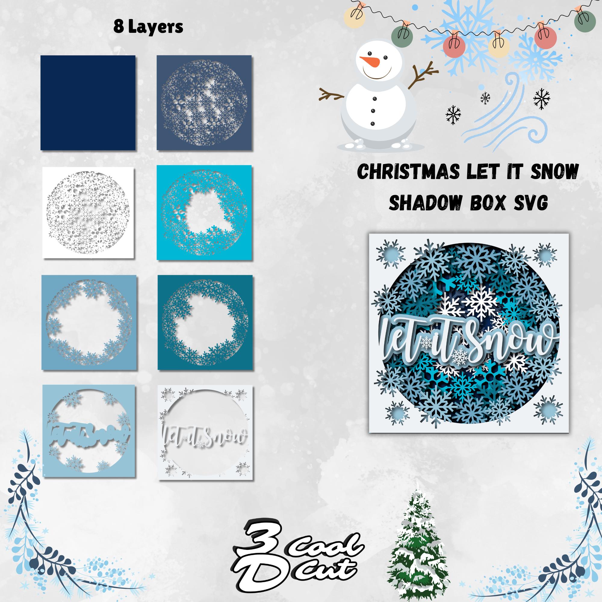 Winter 3D Shadow Box SVG, Let It Snow Papercut Light Box, Layered ...