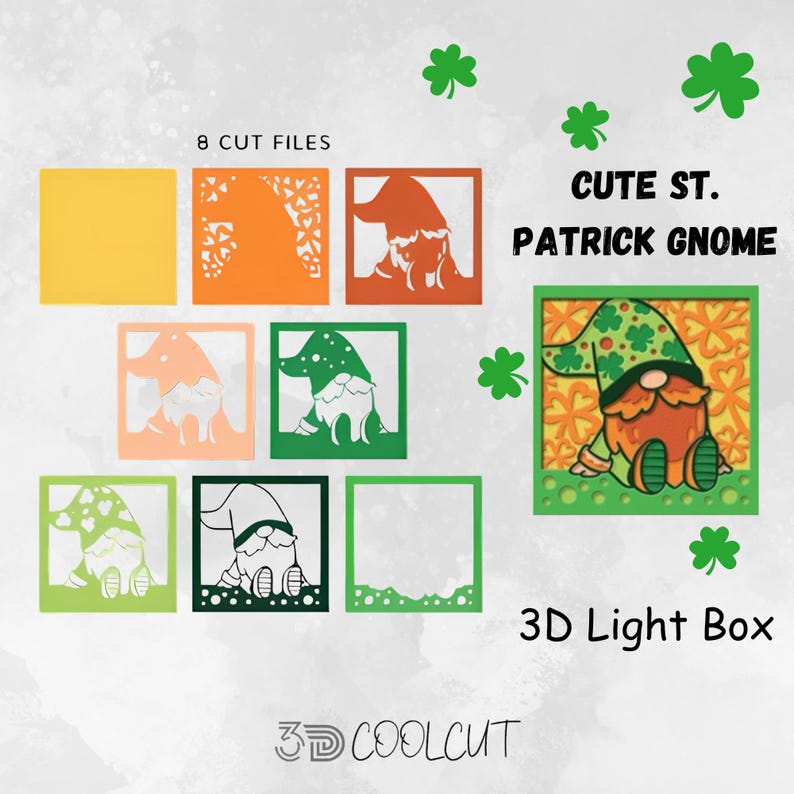 St. Patrick's Gnome 3D Shadow Box SVG: Layered Paper Art (digital ...