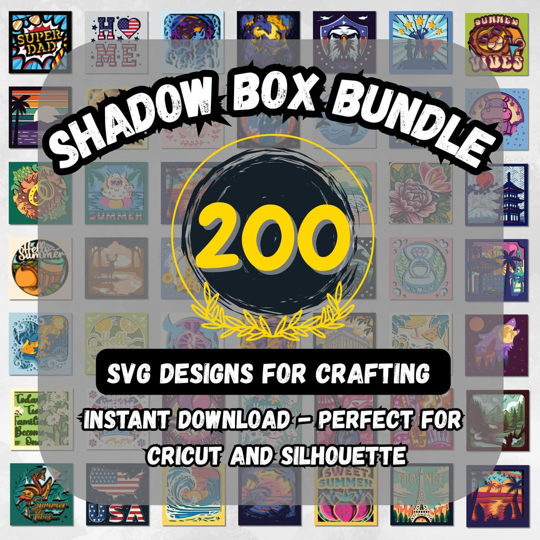200 Shadow Box SVG Bundle, 3D Layered Paper Cut Files for Cricut and ...