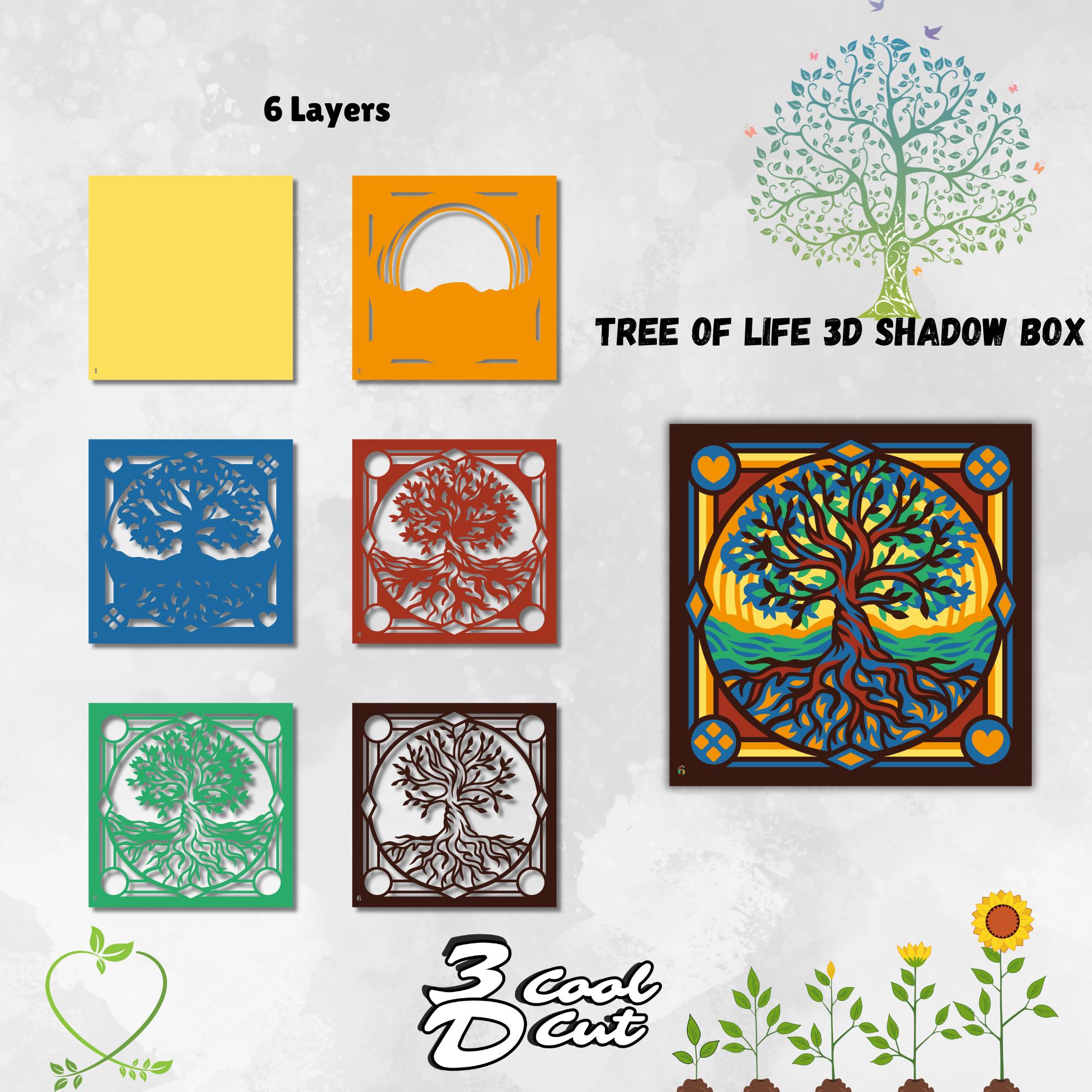Tree of Life 3D Shadow Box SVG, Layered Mandala Papercut Design for ...