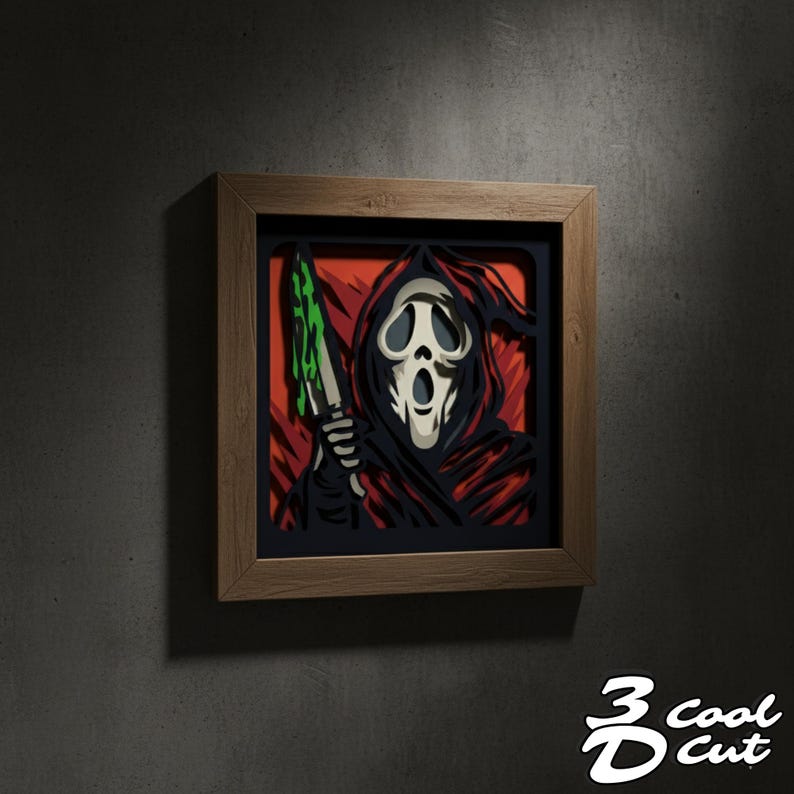 Horror Movie Shadow Box SVG, Ghost Mask Killer 3D Layered Papercut ...