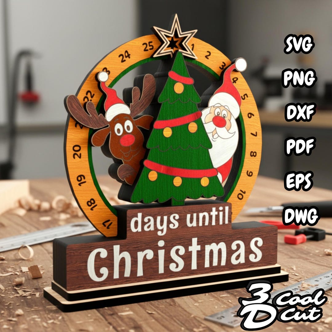 Christmas Countdown Calendar SVG, Laser Cut Advent Calendar Template ...