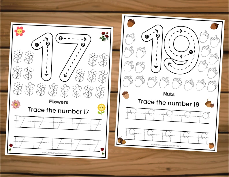 Number Tracing Worksheets 0-20, Handwriting Practice (PDF & PNG) - Etsy