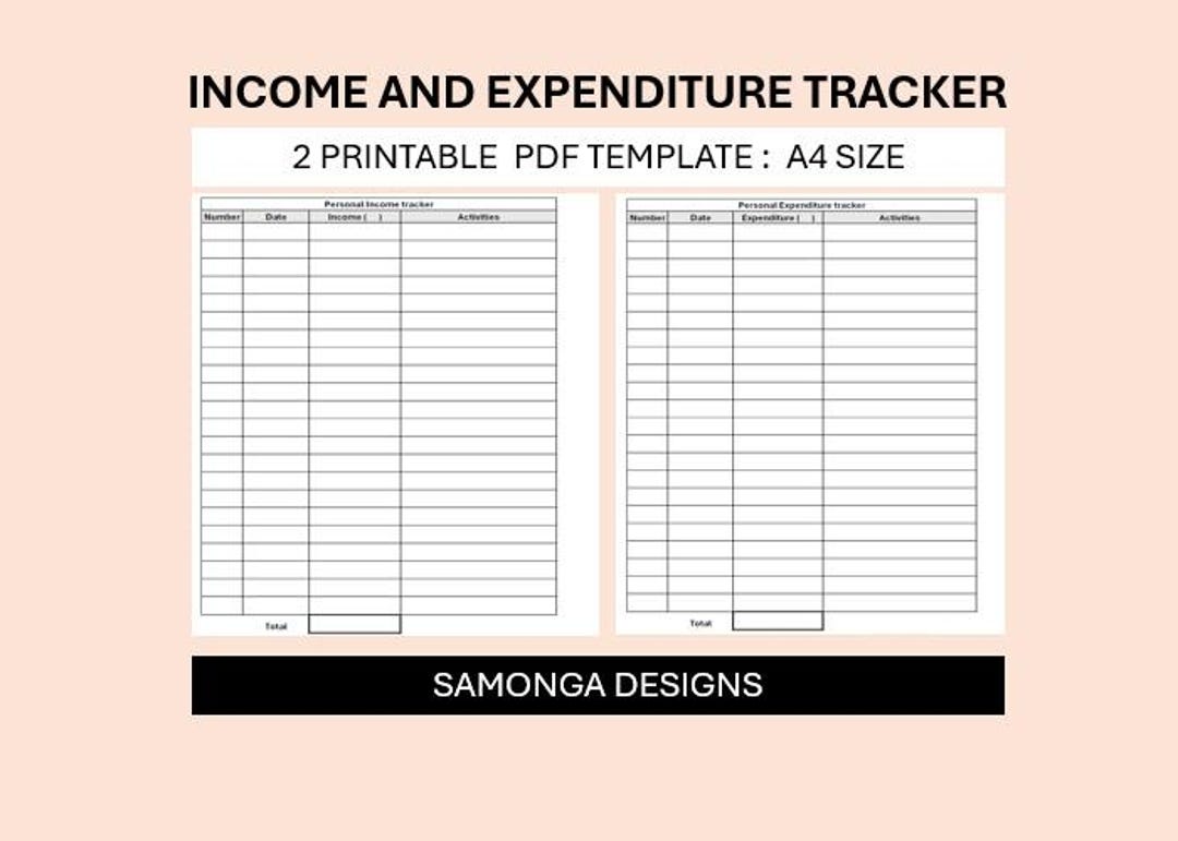 Income and Expenditure Tracker Printable | Expense Tracker PDF | Easy ...