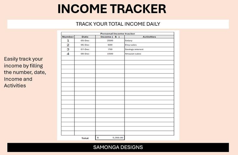 Income and Expenditure Tracker Printable: Easy Expense Tracker (PDF ...