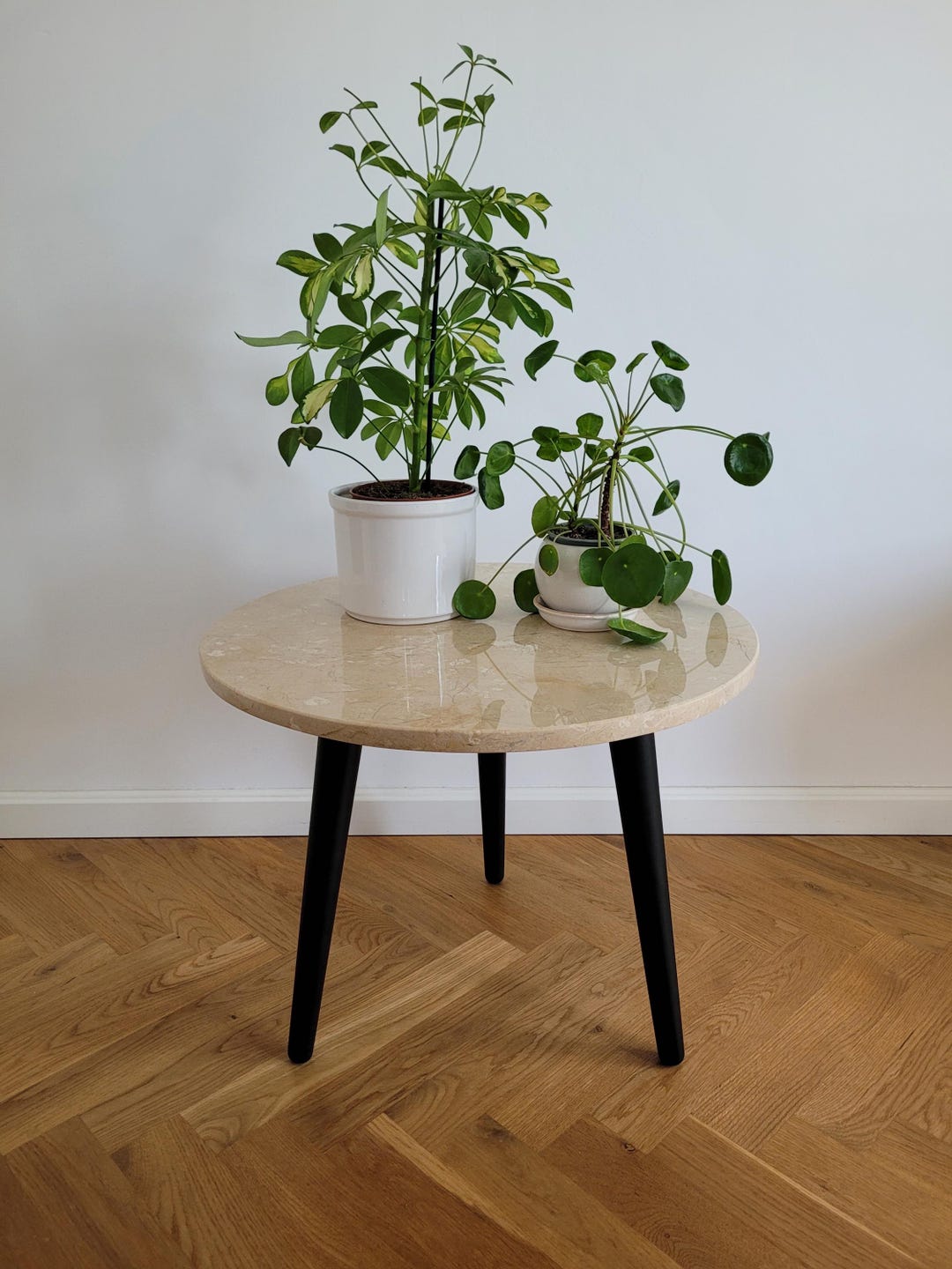 Beige Marble Coffee Table With Wooden Legs - Etsy