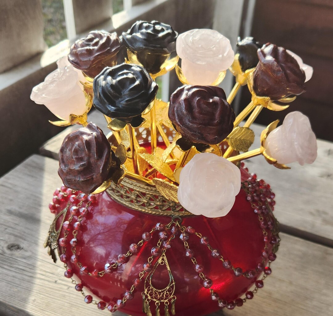 Crystal Full Bloom Roses on Gold Stem, Affordable Crystal Roses ...