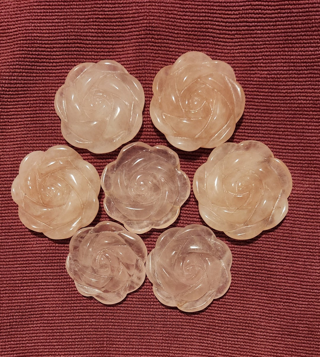 Crystal Rose Quartz Roses, Rose Quartz, Carved Roses, Flat Rose ...